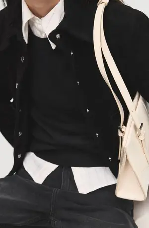 Mango Fine Knit Crewneck Sweater - Black