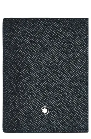 Montblanc Sartorial Leather Bifold Card Holder - Tweed Blue