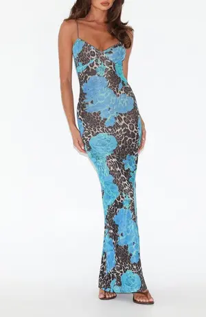 TIGER MIST Julianna Printed Maxi Dress - Blue Leopard