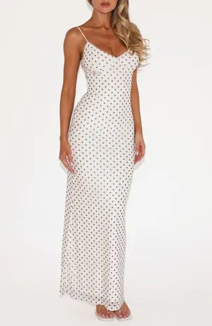 TIGER MIST Julianna Printed Maxi Dress - Cream Polka Dot