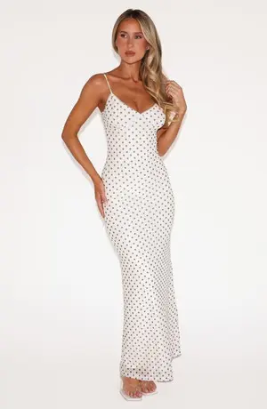 TIGER MIST Julianna Printed Maxi Dress - Cream Polka Dot