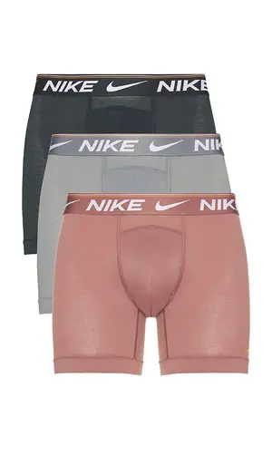 Nike Ultra Comfort Boxer Brief 3 Pack In Grey, Mauve, Dark Green - Smokey Mauve  Cool Grey  & Seaweed
