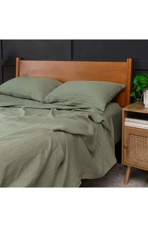 CRANE HOME Zen Crinkled Cotton Gauze 4-piece Sheet Set