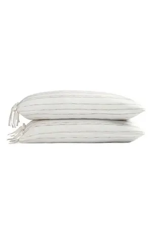 CRANE HOME Beige Stripe Set Of 2 Pillow Shams - White Beige Stripe
