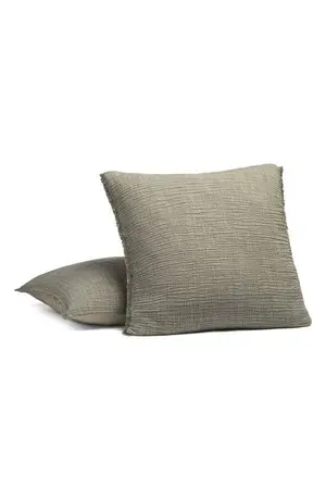 CRANE HOME Set Of 2 Fringe Euro Pillow Shams - Sage