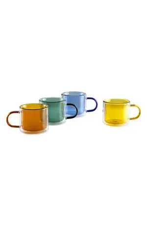 CLOUDNOLA Cubo Set Of 4 Medium Glass Mugs - Multicolored
