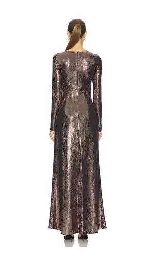 Lapointe Mirror Jersey Boatneck Gown - Metallic