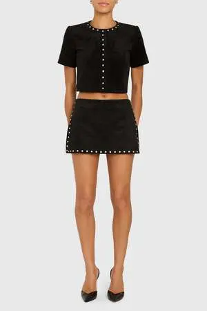 Amanda Uprichard Braswell Suede Top With Metal Buttons