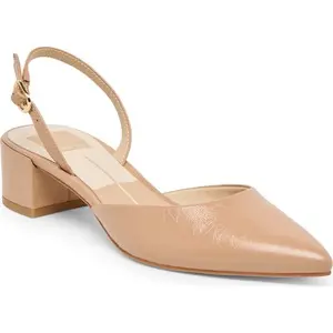 Dolce Vita Carel Pointed Toe Slingback Pump - Light Tan Crinkle Patent