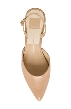 Dolce Vita Carel Pointed Toe Slingback Pump - Light Tan Crinkle Patent