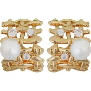 PANACEA Crystal & Faux Pearl Hoop Earrings - White