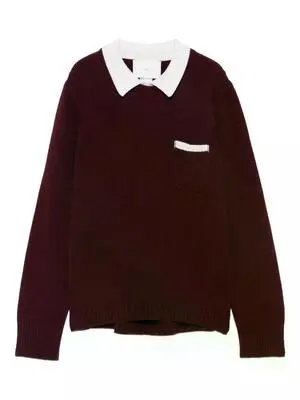 VANISÈ Polo-collar Sweater - Red