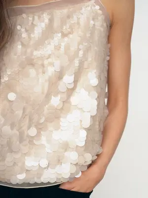 REISS Sequin Cami Top