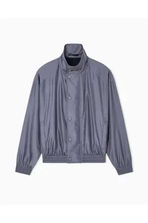 Giorgio Armani Blouson In Pure Silk Technical Canvas - Blue