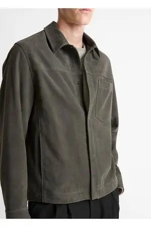 Vince Nubuck Leather Trucker Jacket