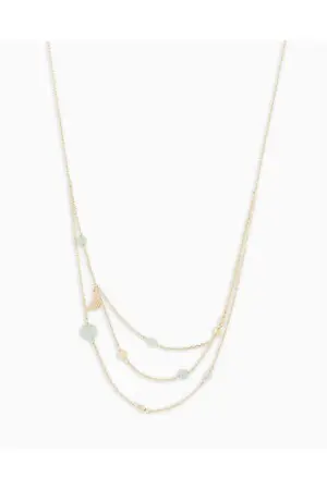 Emporio Armani Gold-tone Green Aventurine Multi-chain Necklace - Red