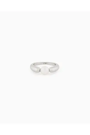 Emporio Armani Silver-Tone Center Focal Ring - Red