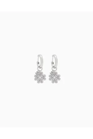 Emporio Armani Sterling Silver Clover Hoop Earrings - Red