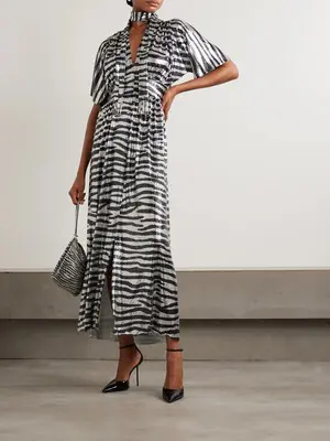 Rabanne Zebra-print Chainmail Midi Dress