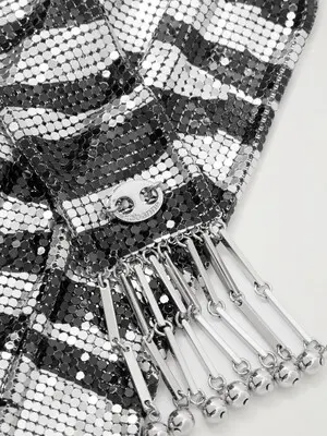 Rabanne Fringed Zebra-print Chainmail Scarf