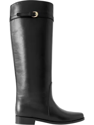 Staud Harlow Leather Knee Boots - Black
