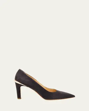 Gabriela Hearst 75mm Edwina Suede Pumps - Charcoal
