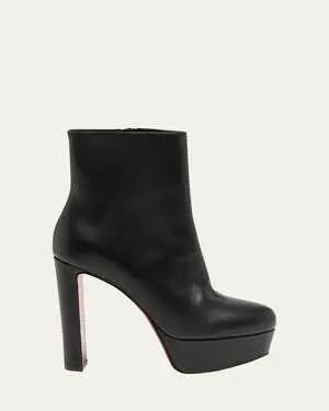 CHRISTIAN LOUBOUTIN 130mm Loo Leather Platform Booties - Black