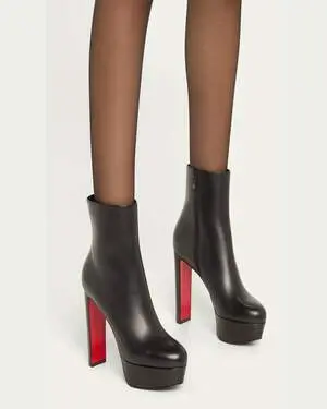 CHRISTIAN LOUBOUTIN 130mm Loo Leather Platform Booties