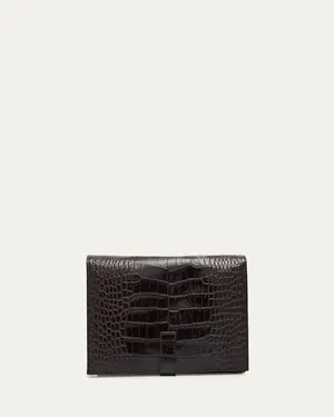 TOM FORD Organizer Shoulder Bag In Croc-embossed Leather