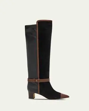 Ulla Johnson Kiki Patchwork Over-the-knee Boots - Black