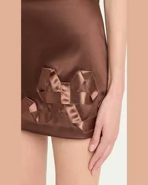 LoveShackFancy Nadina Satin Mini Skirt