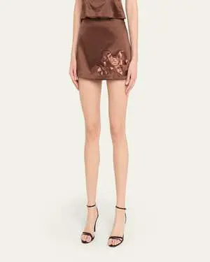 LoveShackFancy Nadina Satin Mini Skirt