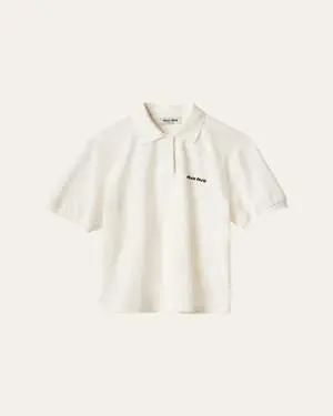 Miu Miu Short-sleeve Cotton Piqué Polo Shirt - Bianco