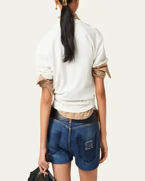 Miu Miu Short-sleeve Cotton Piqué Polo Shirt - Bianco