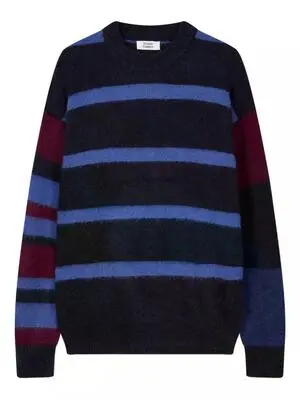 STUDIO TOMBOY Striped Fuzzy Texture Sweater - Blue