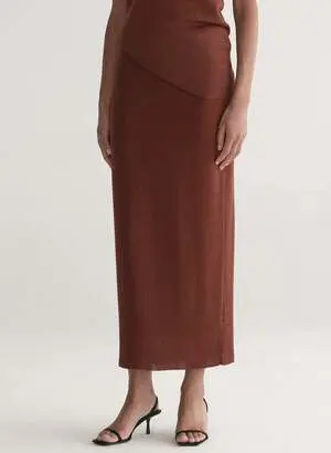 A.L.C. Clover Metallic Knit Midi Skirt - Rust