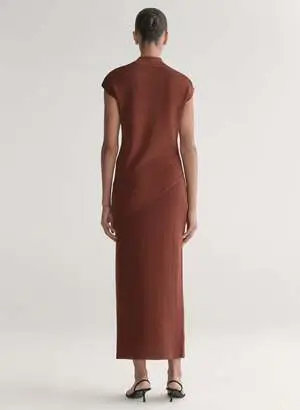 A.L.C. Clover Metallic Knit Midi Skirt - Rust