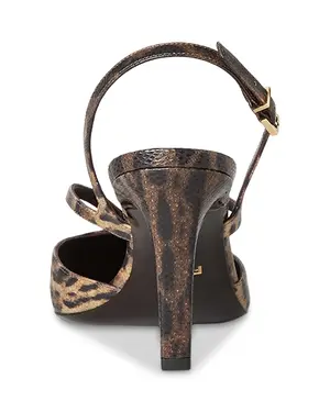 Fendi Ffold High Heel Printed Karung Slingbacks - Beige