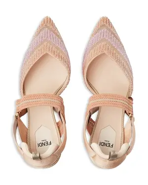 Fendi Colibri Beaded Mesh High Heel Slingbacks