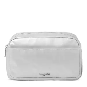 BAGGALLINI The Jet Set Edit Pocket Cosmetic Pouch With Brush Organization - Silver Metallic