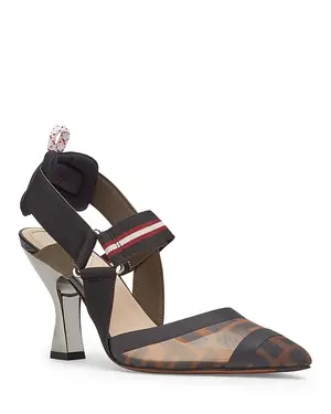 Fendi Colibri Tech Mesh High Heel Slingbacks