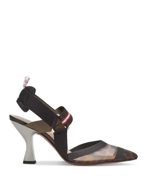 Fendi Colibri Tech Mesh High Heel Slingbacks