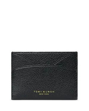 Tory Burch Romy Leather Flat Card Case - Black