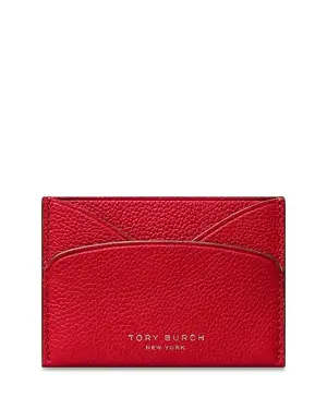 Tory Burch Romy Leather Flat Card Case - Tory Red