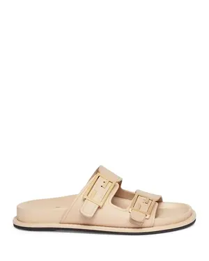 Fendi Feel Leather Slides - Beige