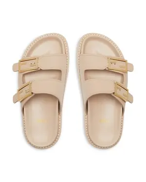 Fendi Feel Leather Slides - Beige