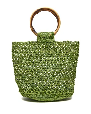 Mar Y Sol Willow Raffia Wristlet - Emerald