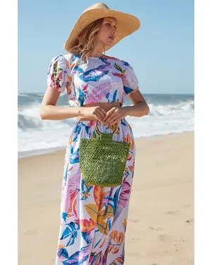 Mar Y Sol Willow Raffia Wristlet - Emerald