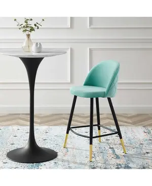 MODWAY Cordial Performance Velvet Counter Stools, Set Of 2 - Mint