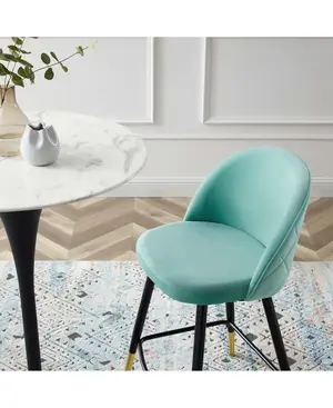 MODWAY Cordial Performance Velvet Counter Stools, Set Of 2 - Mint